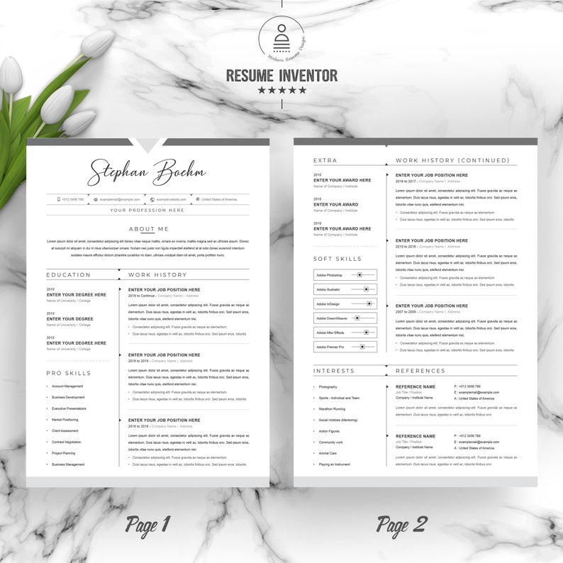 Clean Resume / CV Template With MS Word Cover Letter - Etsy