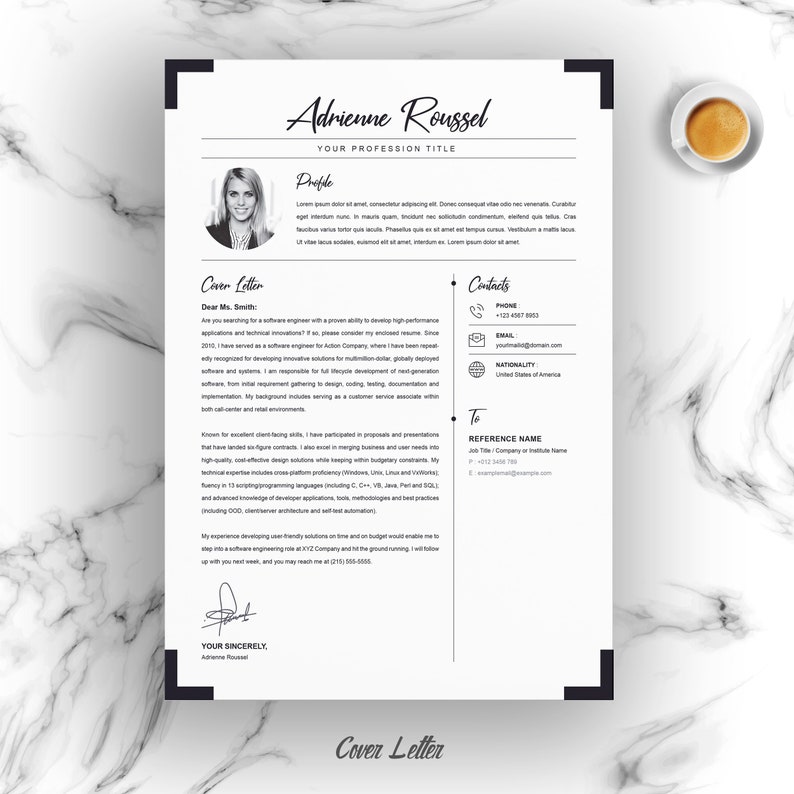 Clean Resume / CV Template With MS Word Cover Letter for Photographer ...