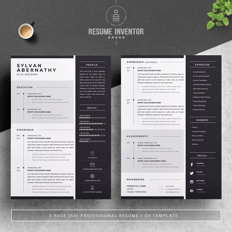 Professional Resume / CV Template MS Word Apple Pages | Etsy Canada