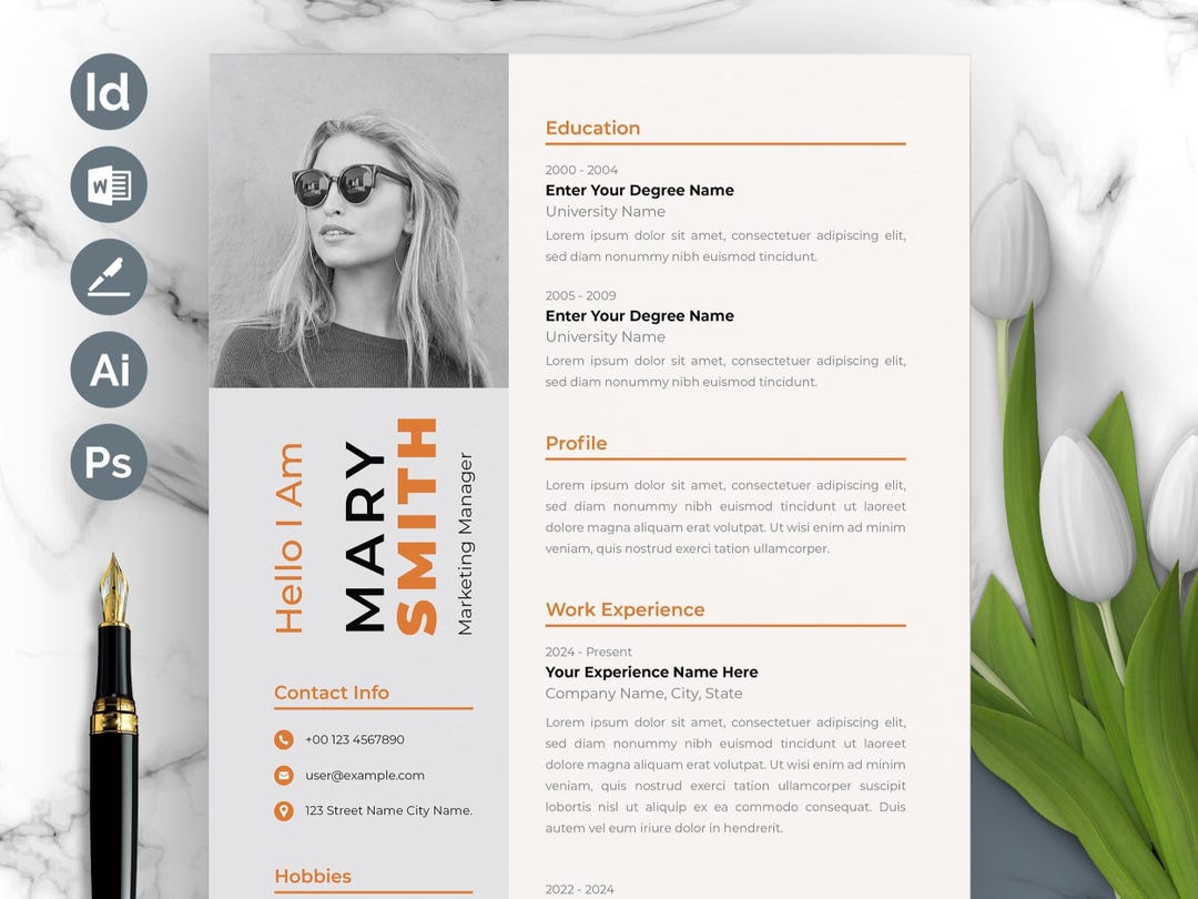 Resume Template Design - CV Layout - Professional Job Application ...