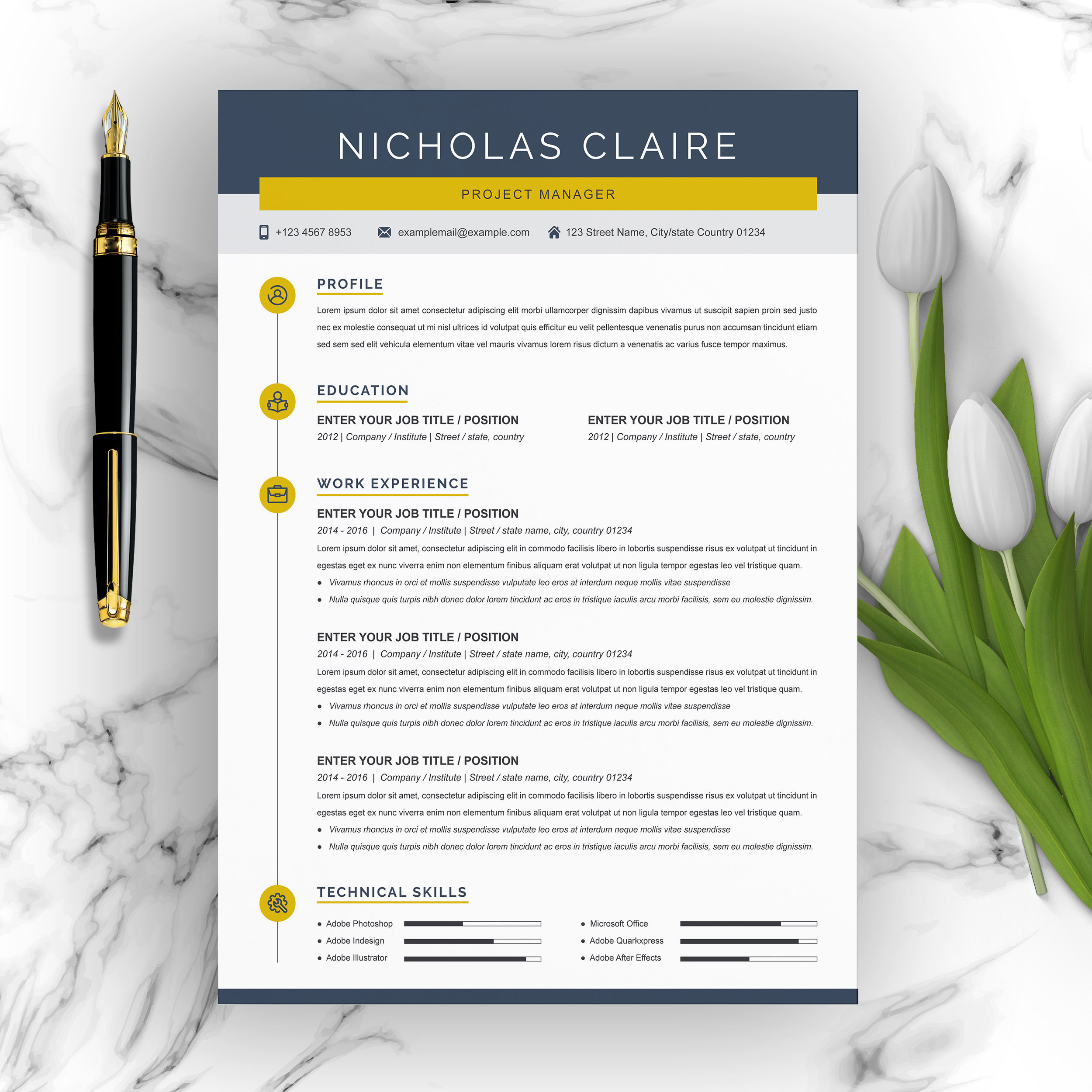 Project Manager Resume Template Modern Resume Design - Etsy