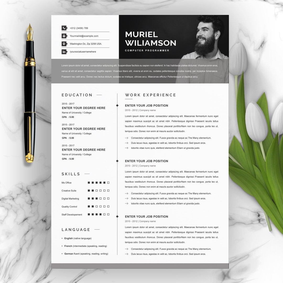 Professional Resume / CV Template With MS Word Cover Letter - Etsy