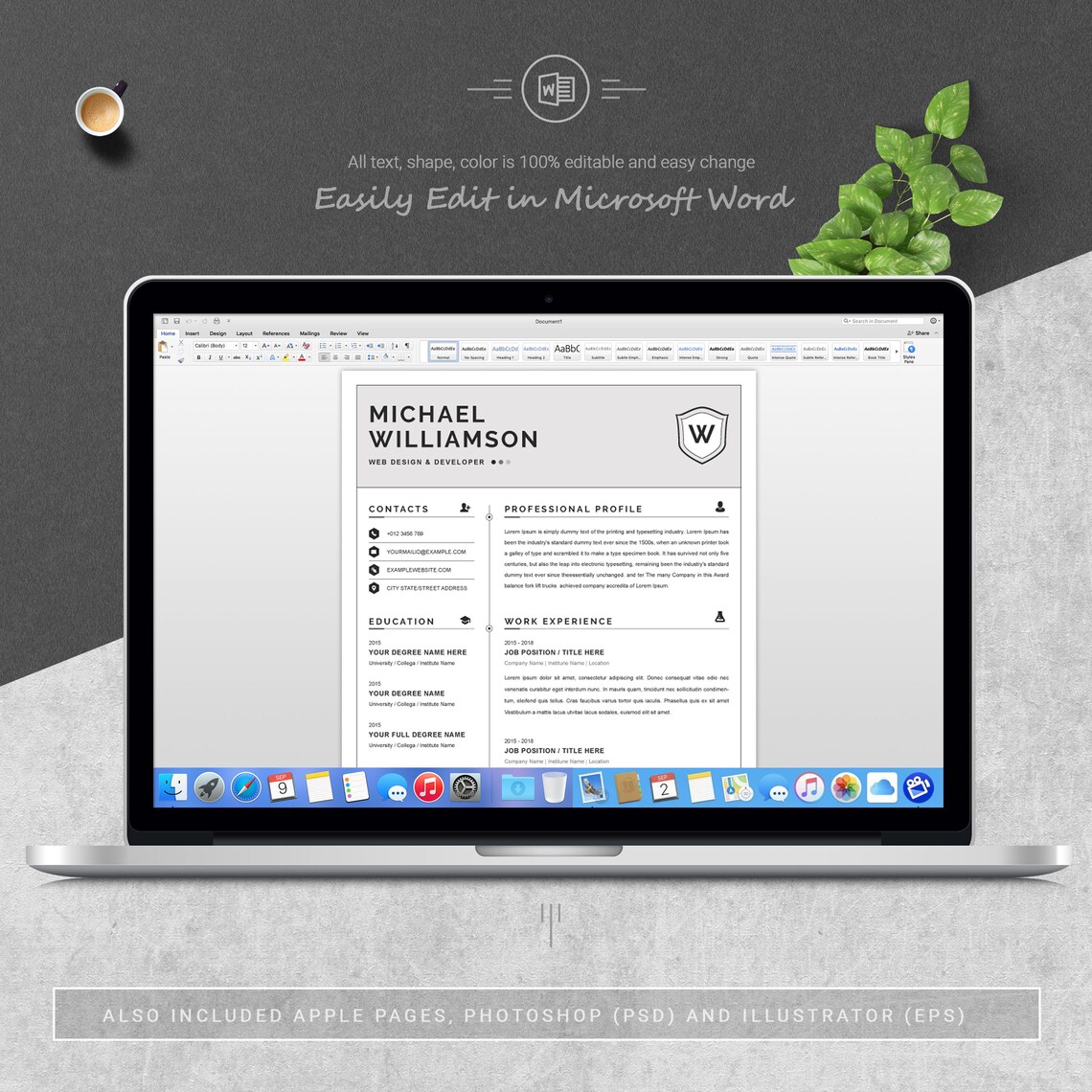 Resume Template, Professional Resume, CV Template, Modern Resume ...
