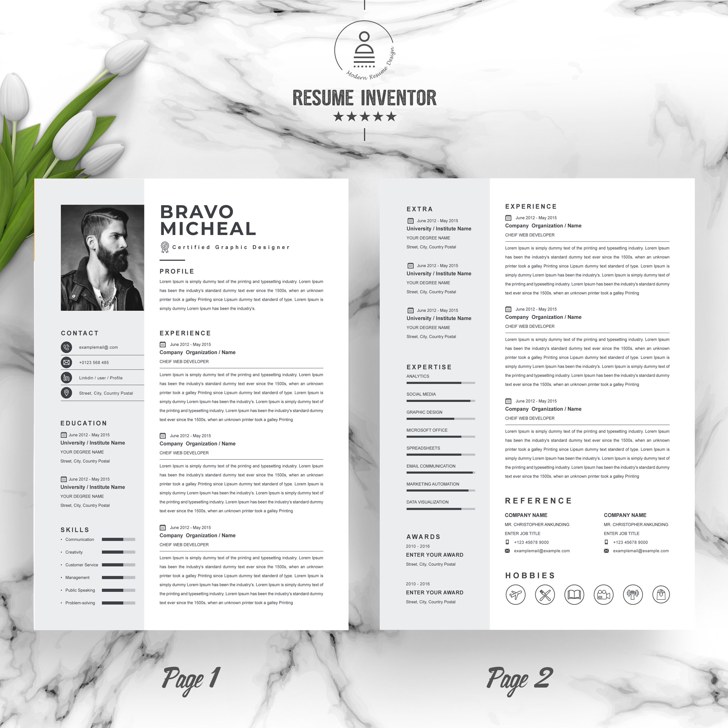 Graphics Designer Resume Template CV for Designer New Clean Resume - Etsy