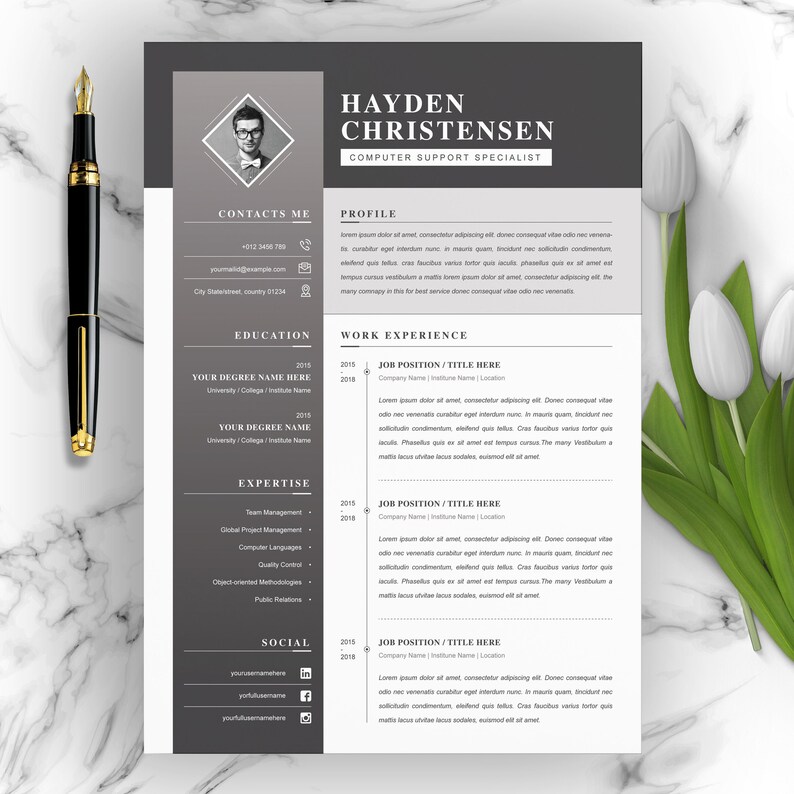 Professional Resume Template Clean & Modern Resume Template - Etsy