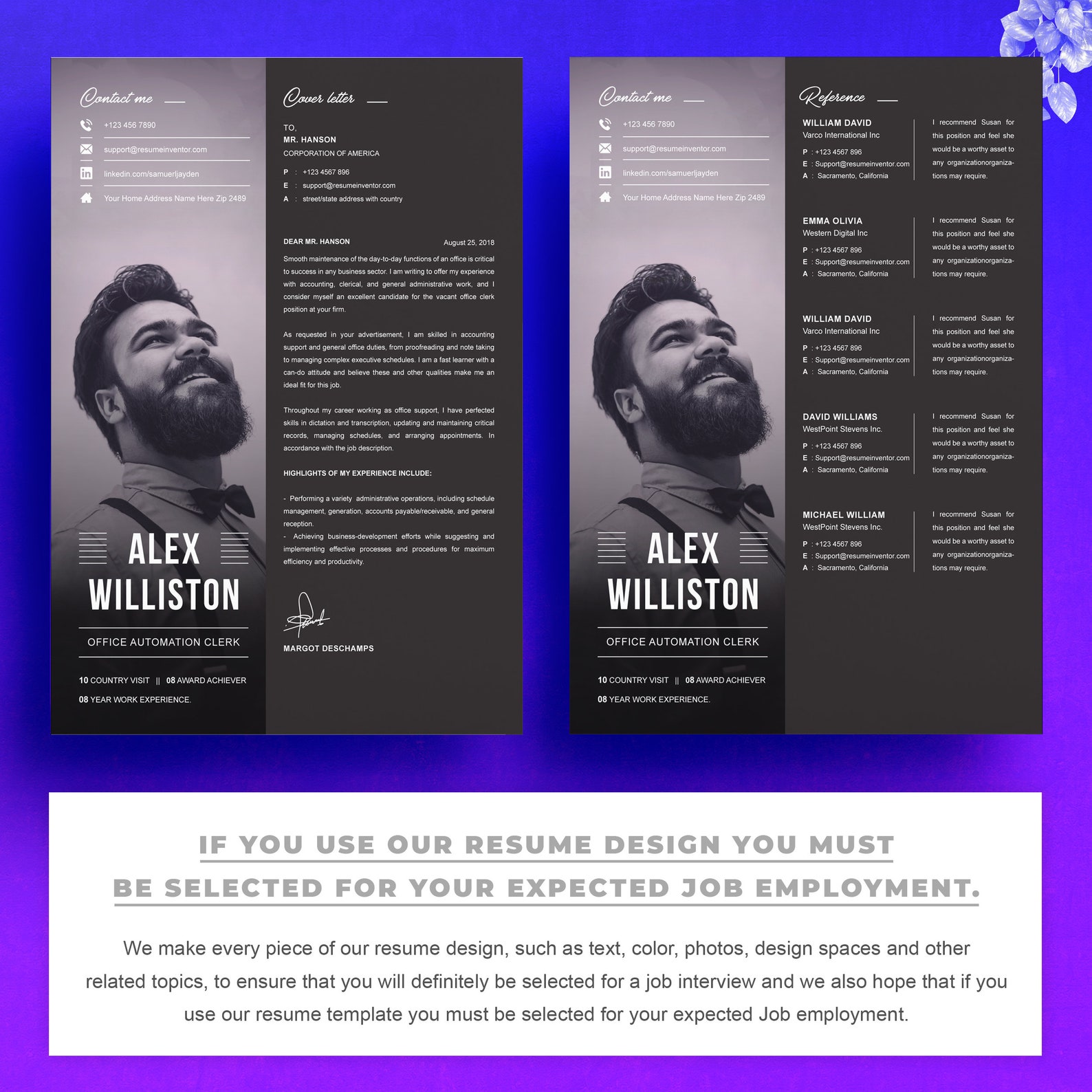 Professional Black Resume Template With Photo Modern Resume Template ...