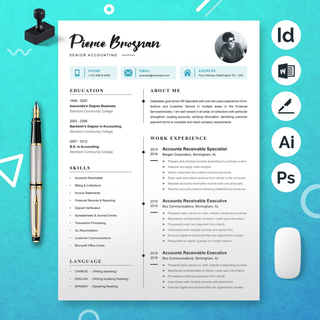 Accountant Resume Template for Word, Executive, Manager, Finance, Sales ...
