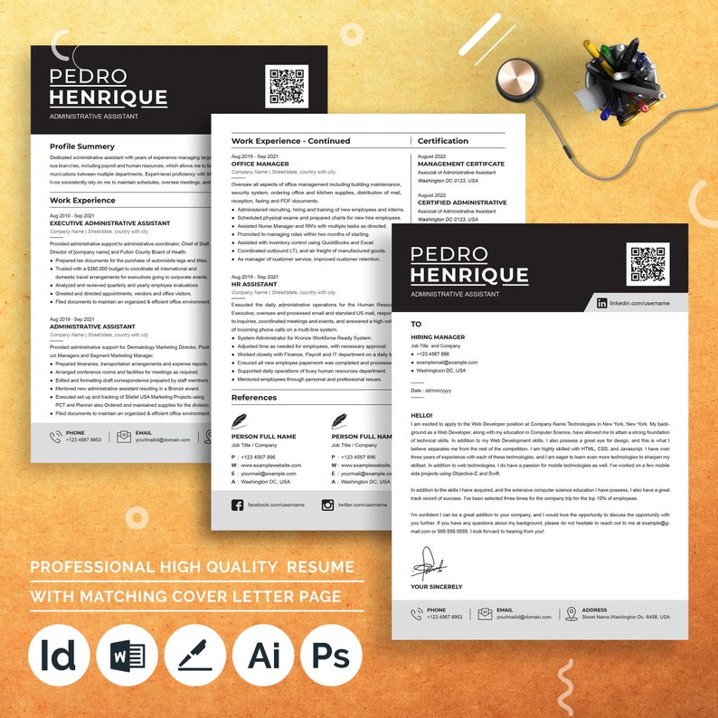 Modern Executive Resume Template CEO Resume Template for Word and Apple ...