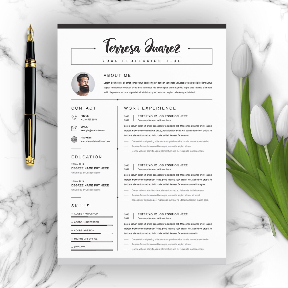 Professional Clean Resume / CV Template With MS Word - Etsy