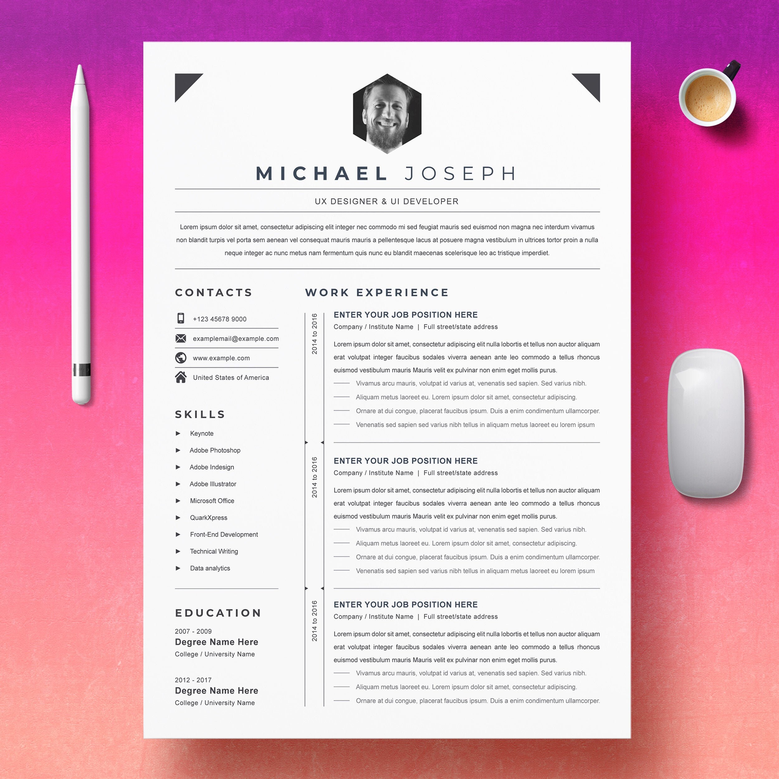 Simple CV / Resume Design CV Template Word CV Resume - Etsy