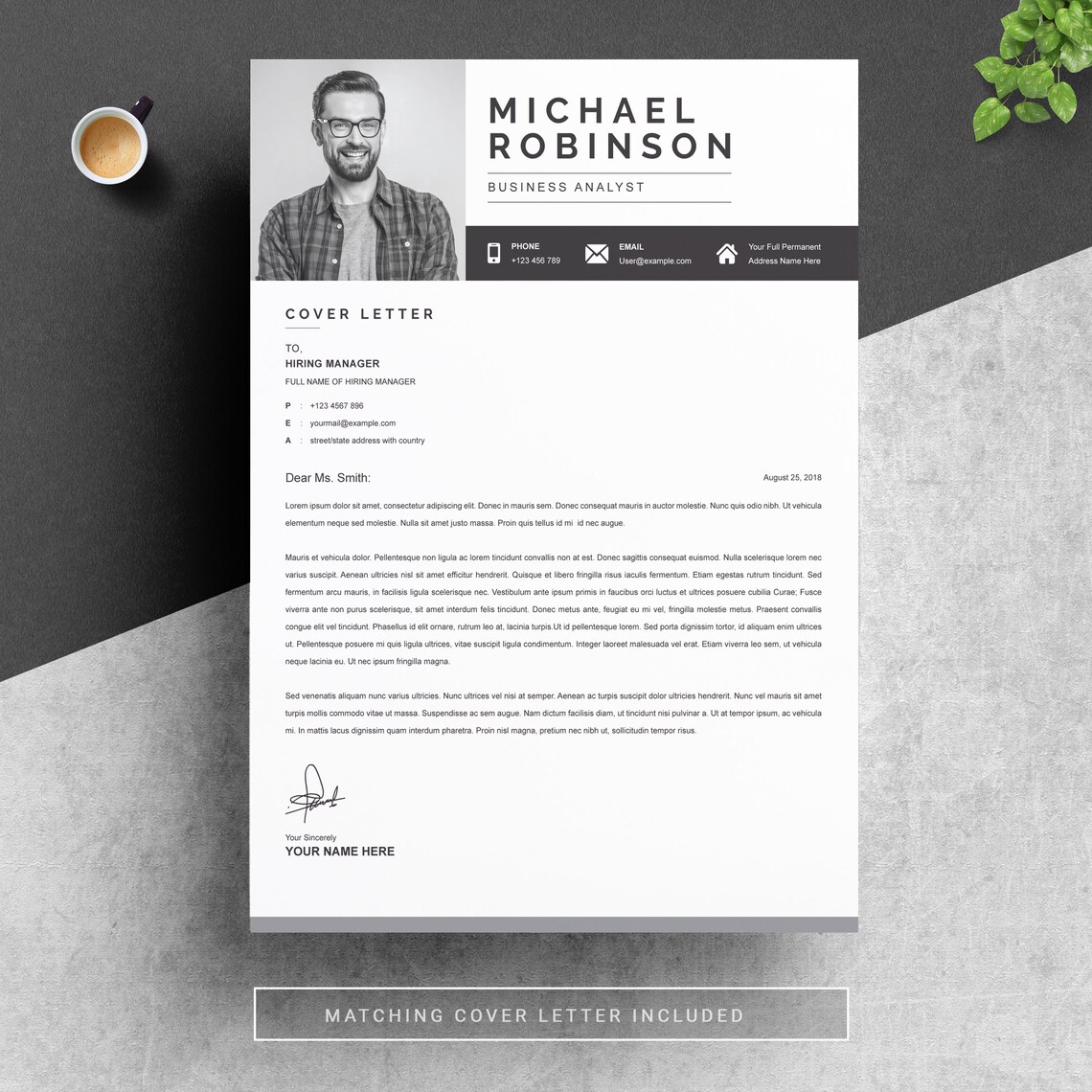 Professional Resume Template MS Word CV Design 2 Pages Best Curriculum ...