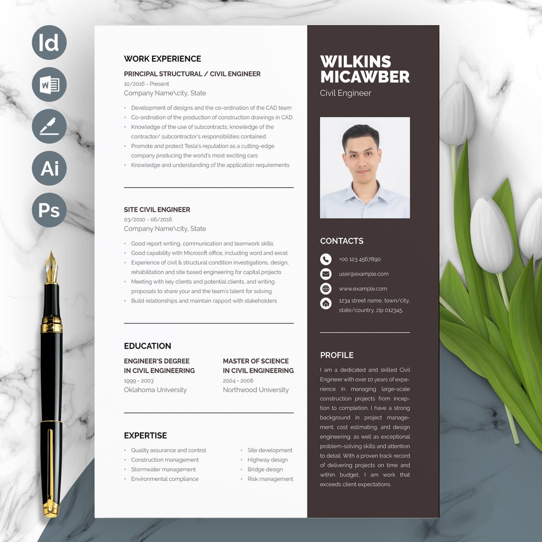 Resume Template, Visual CV Design, Creative Resume Format, Job ...