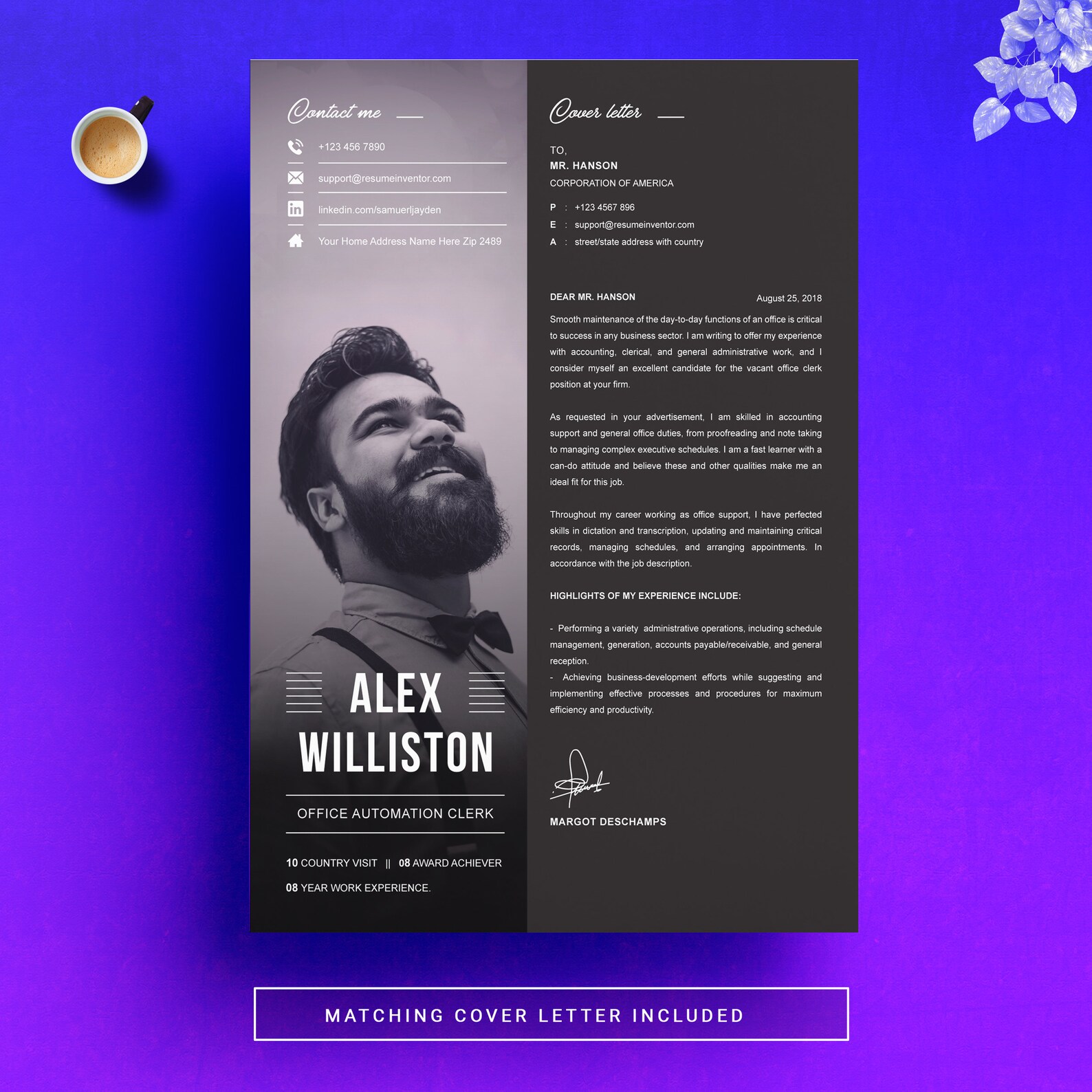 Professional Black Resume Template With Photo | Modern Resume Template ...