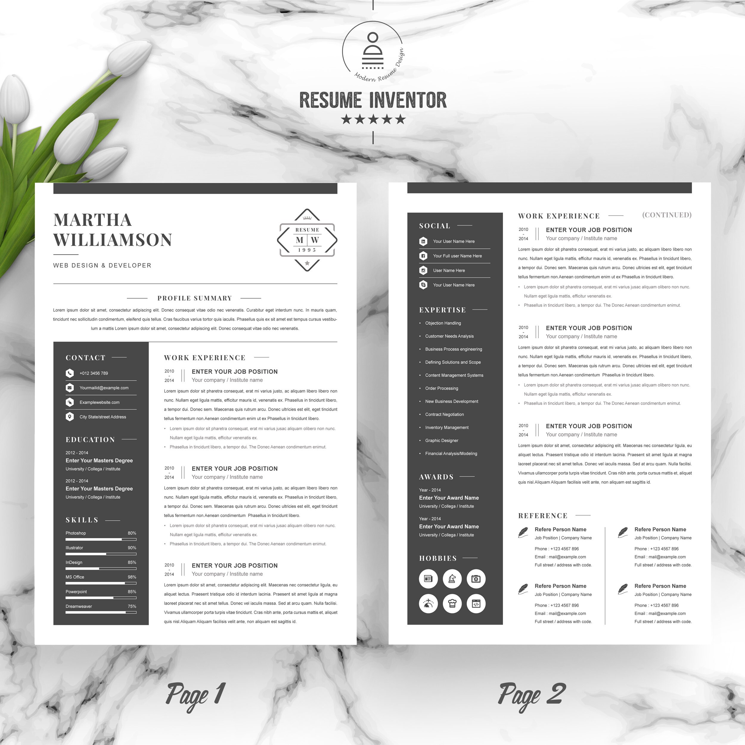 Executive Resume Template Professional Resume Template for - Etsy