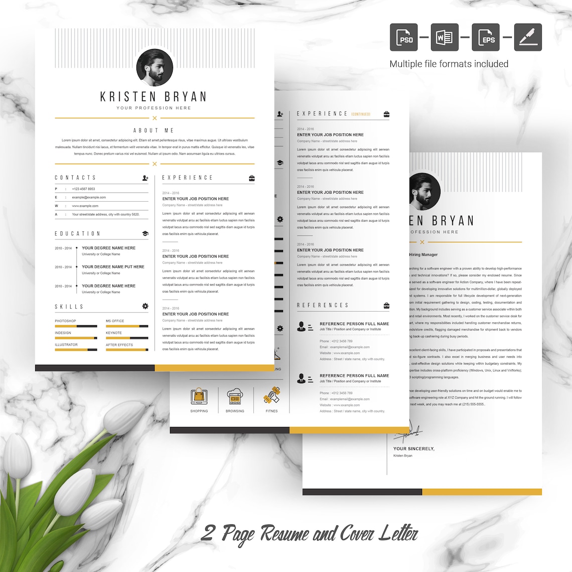 Modern Resume Template Professional CV Template CV Design - Etsy
