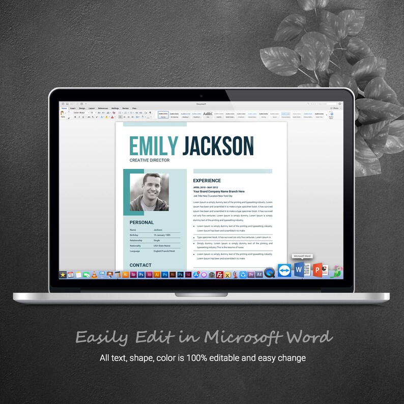 Modern Resume Template & Cover Letter for Microsoft Word 3 - Etsy