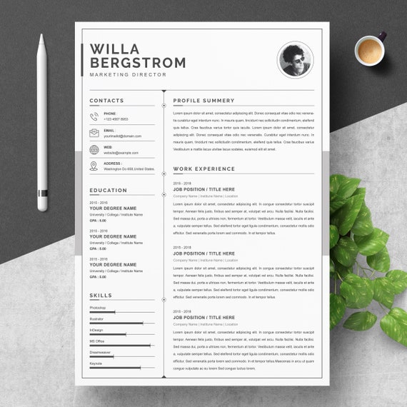 CV Resume Template With Photo Paper Stationery CV Template | Etsy