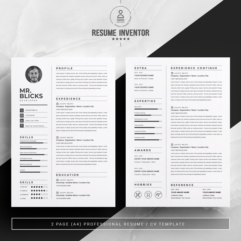 Resume Format 2021 New Resume Template Instant Download CV Format - Etsy