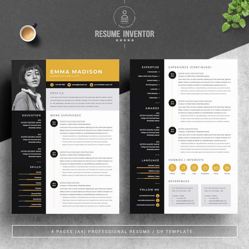 Modern Resume/cv Template for Word Apple Pages Resume/cv Template With ...