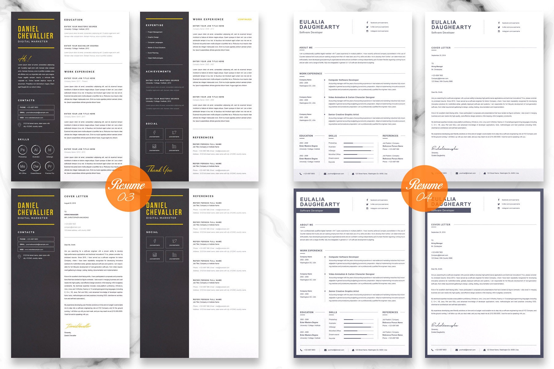 Resume / CV Template Bundle 15 Resume Design With Cover - Etsy
