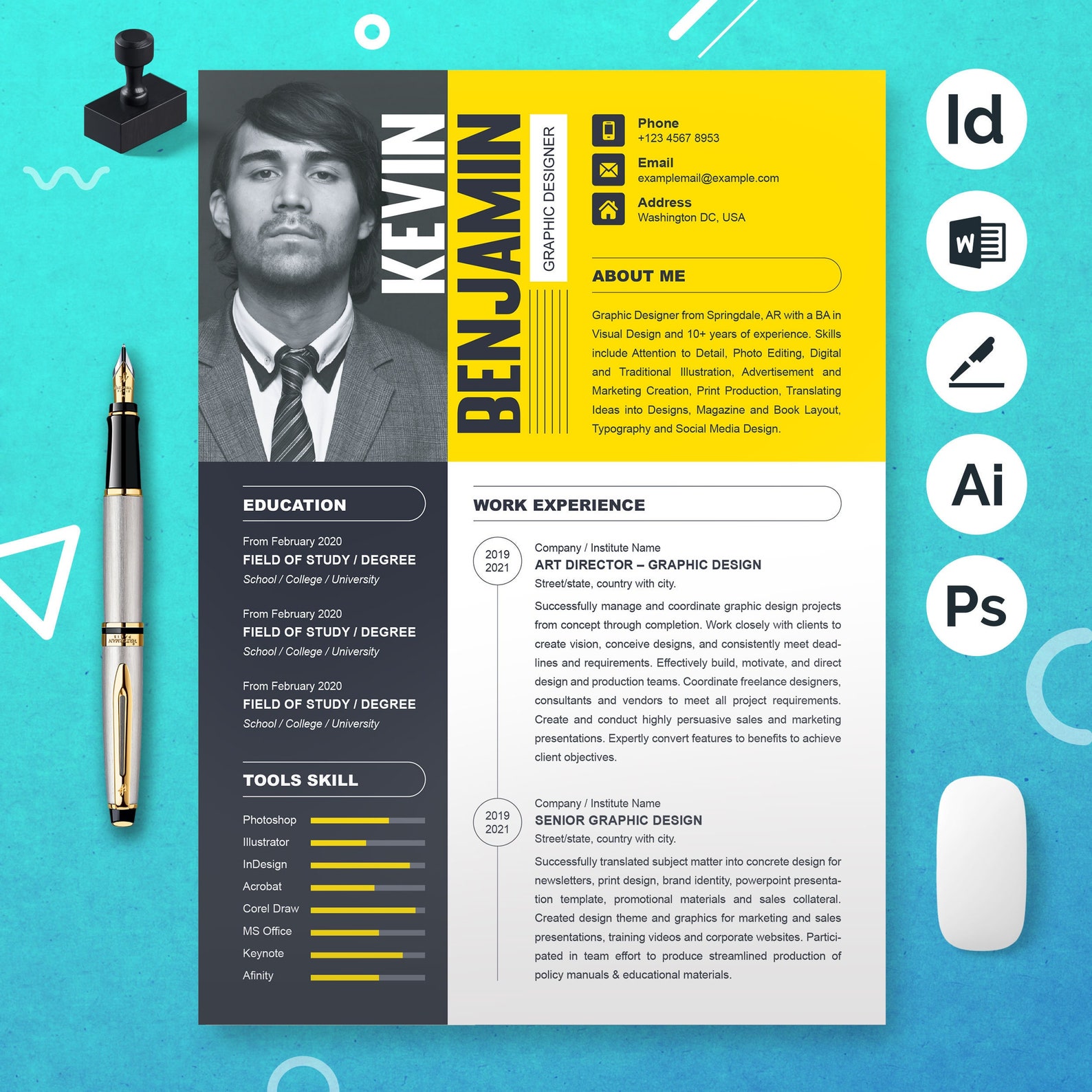 Editable Word CV Template - MS Word Creative Resume Template for Job ...