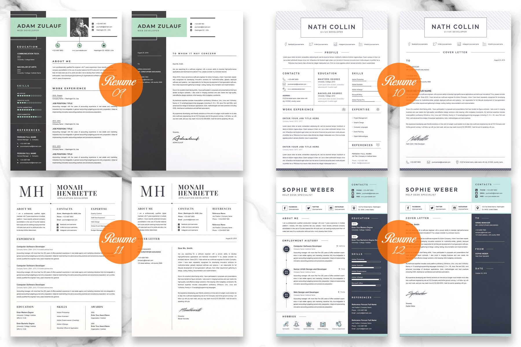 Resume / CV Template Bundle 15 Resume Design With Cover - Etsy