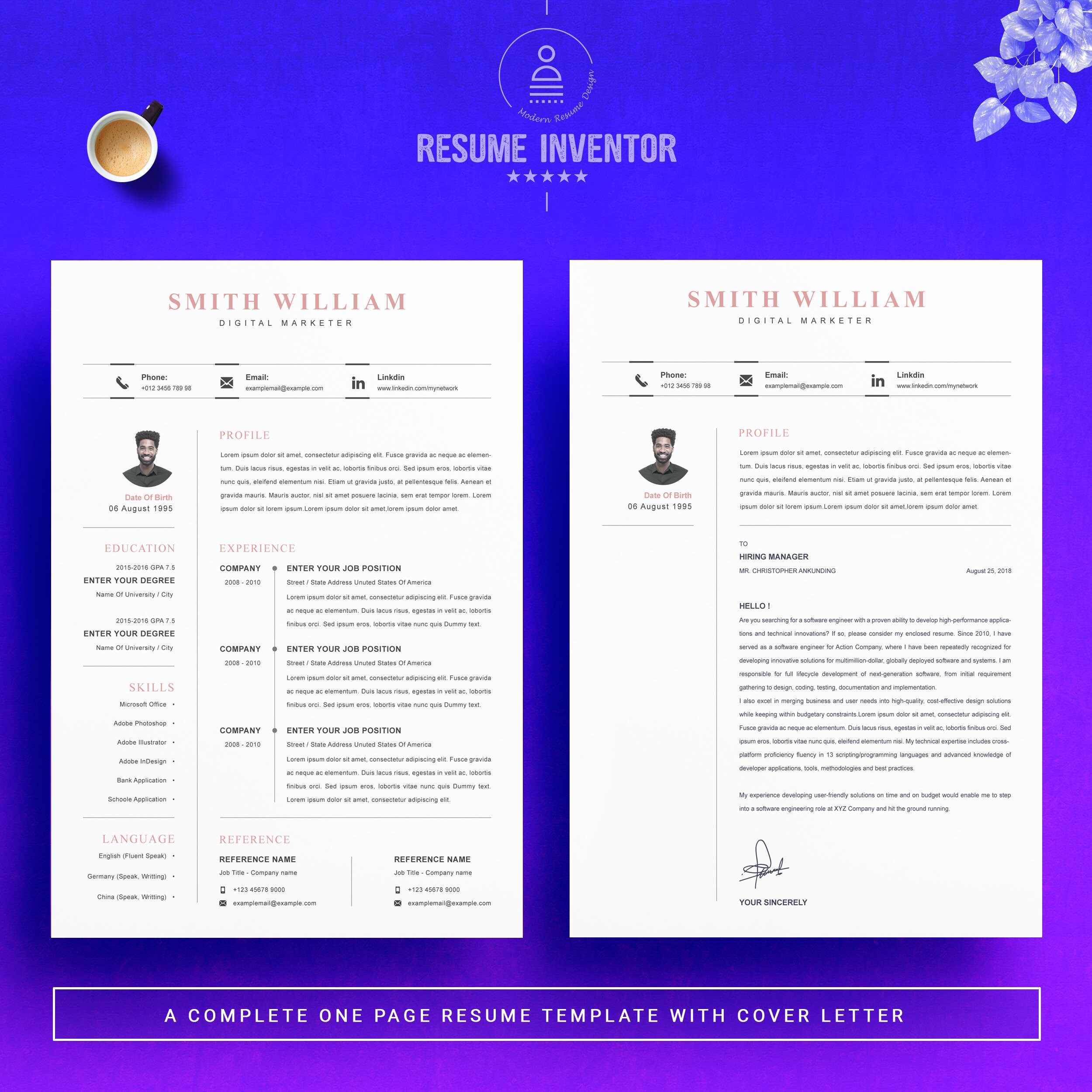 Resume & Cover Letter Template Instant Download - Etsy