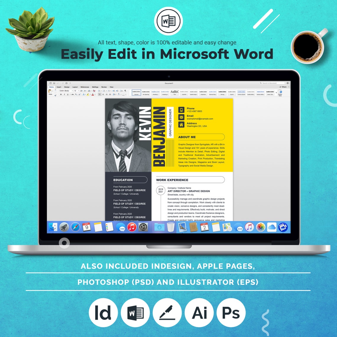 Editable Word CV Template MS Word Creative Resume Template for Job 2022 ...