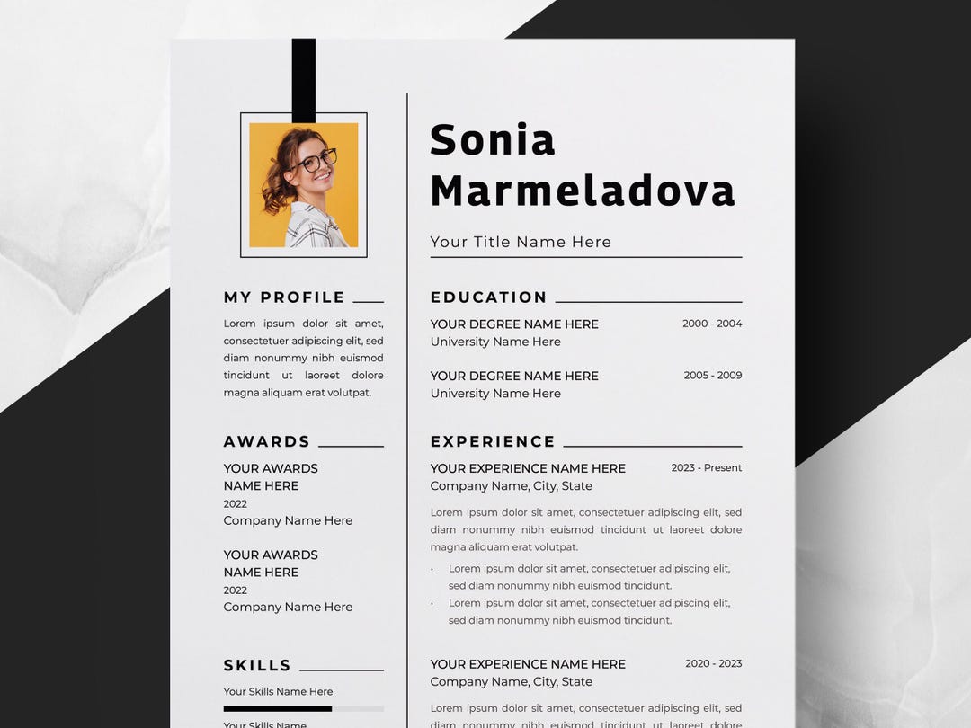 Simple Black Resume/cv Holder, Document Organizer, Professional ...