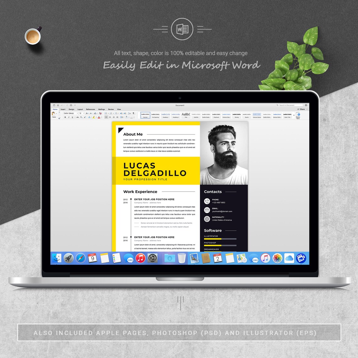 Minimal Yellow Resume / CV Template - Etsy