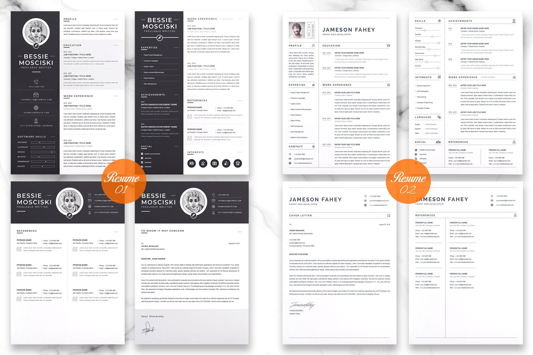 Resume / CV Template Bundle 15 Resume Design With Cover - Etsy