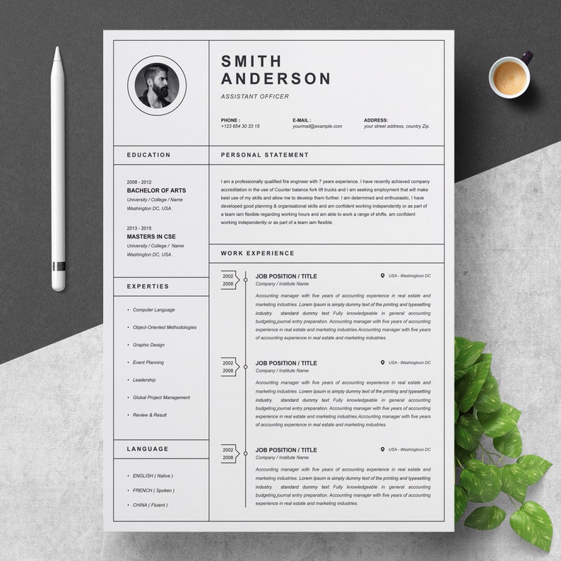 Clean and Professional Resume Template / CV Template Instant Download ...