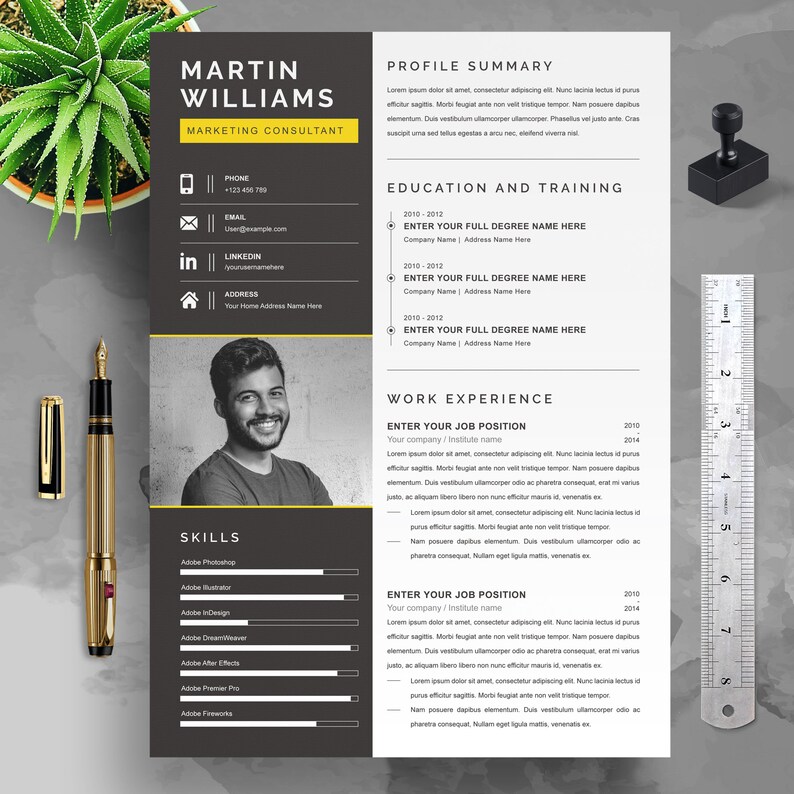 Clean and Modern Resume Template Word CV Template Cover Letter ...