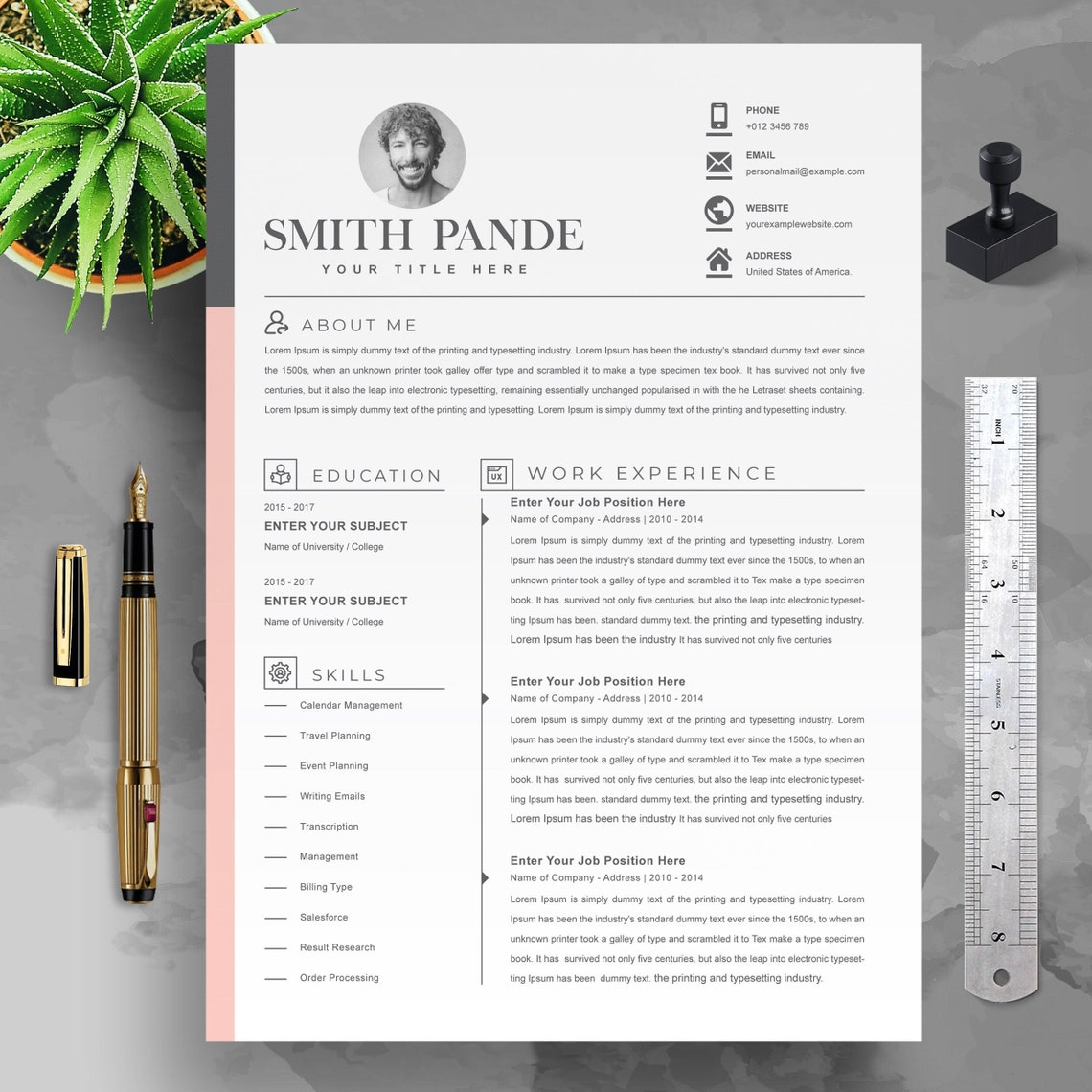 Clean and Modern Resume Template for Pages and Word 1, 2, 3 Page ...