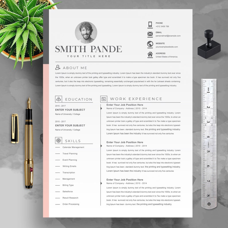 Clean and Modern Resume Template for Pages and Word 1, 2, 3 Page ...
