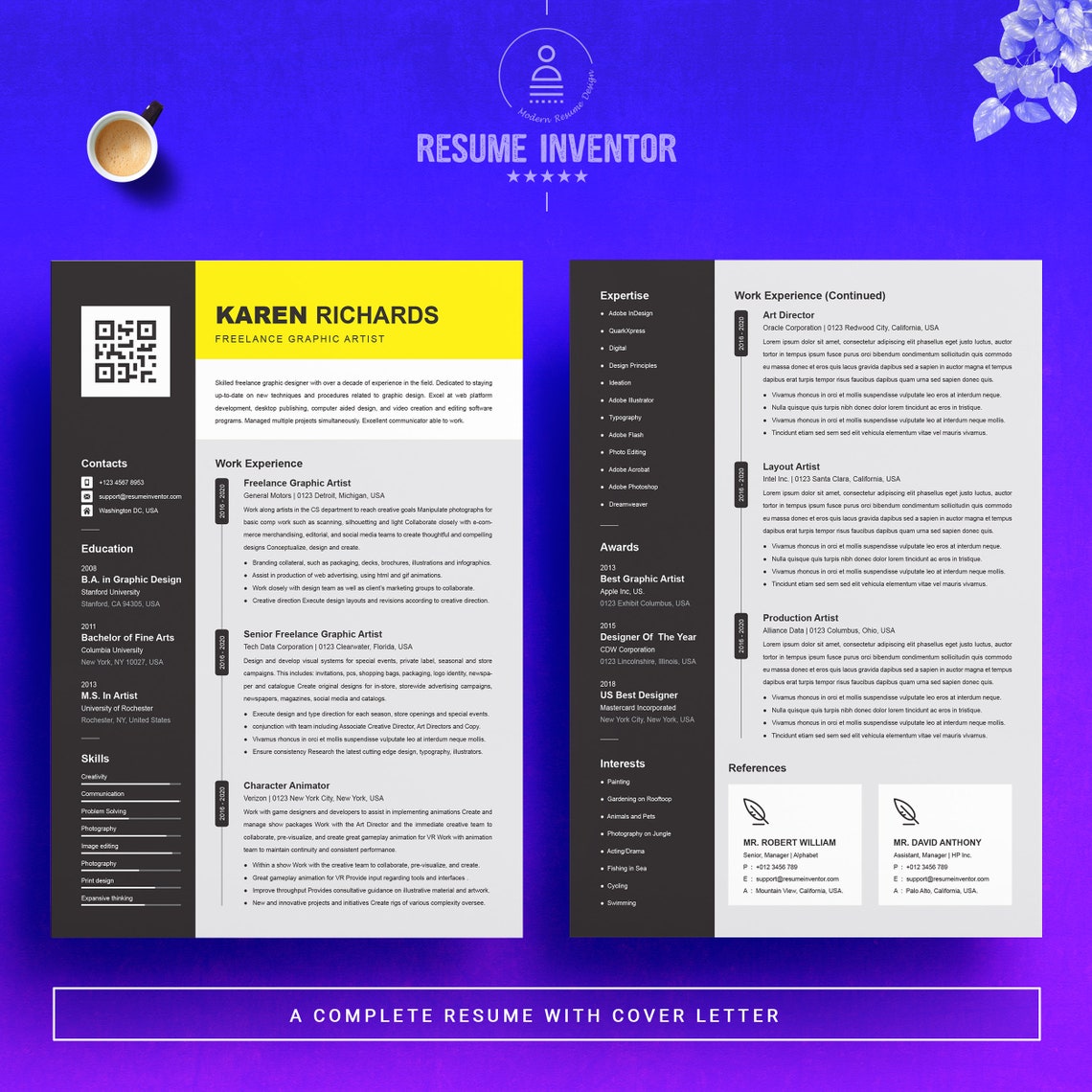 Graphic Artist Resume Template Graphic Designer CV Indesign, Resume ...