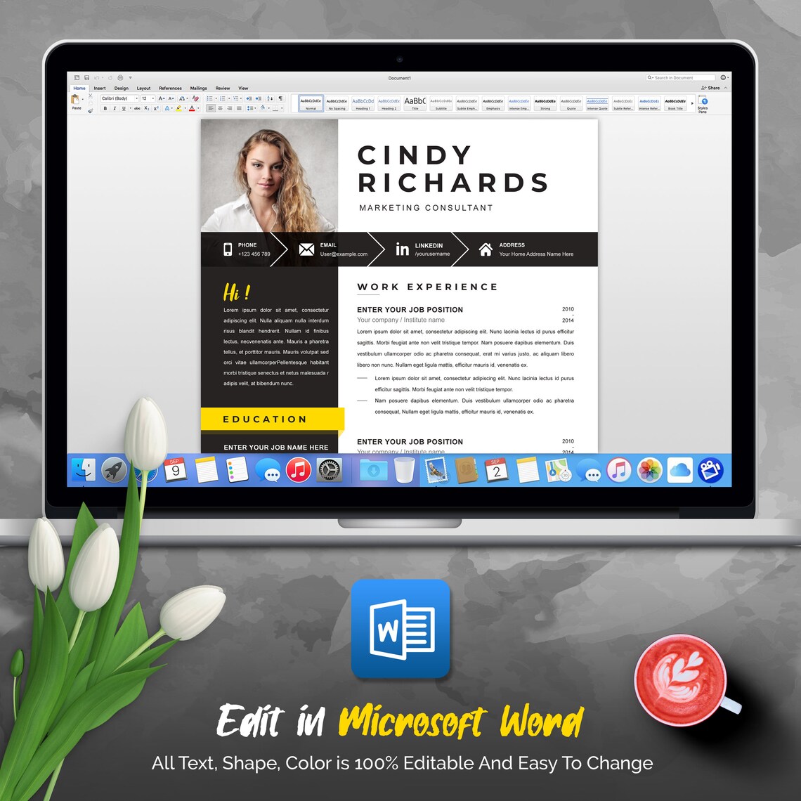 Creative Resume Modern Resume Template Cover Letter, Word, Mac,a4, CV ...