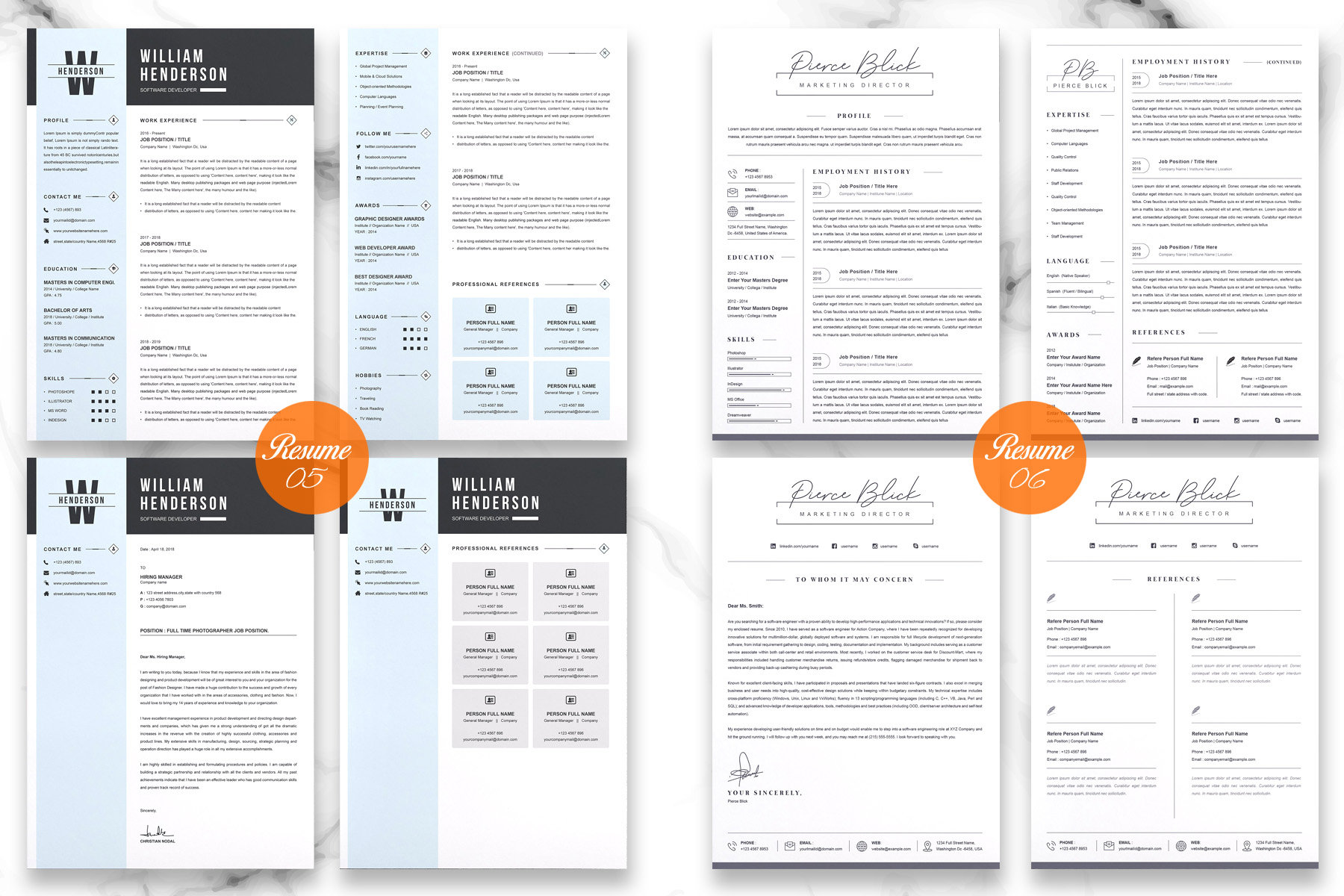 Resume / CV Template Bundle 15 Resume Design With Cover - Etsy