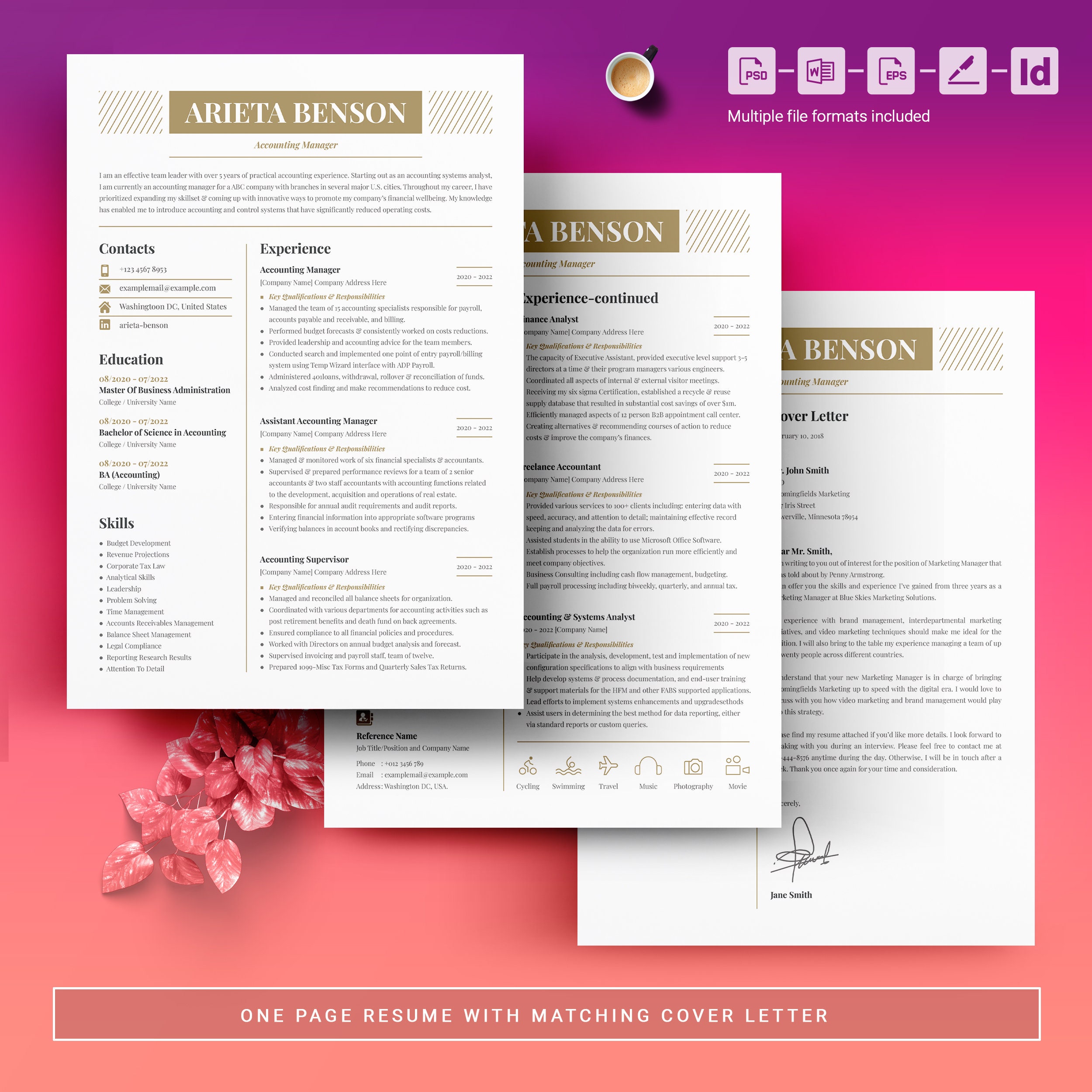 Customizable Resume Template, Professional CV Design, Job Application ...