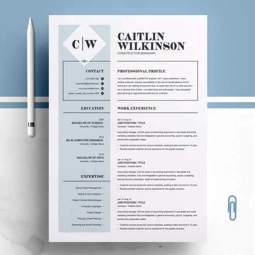 CV Design Creative CV Resume Template Ms Word & Pages - Etsy