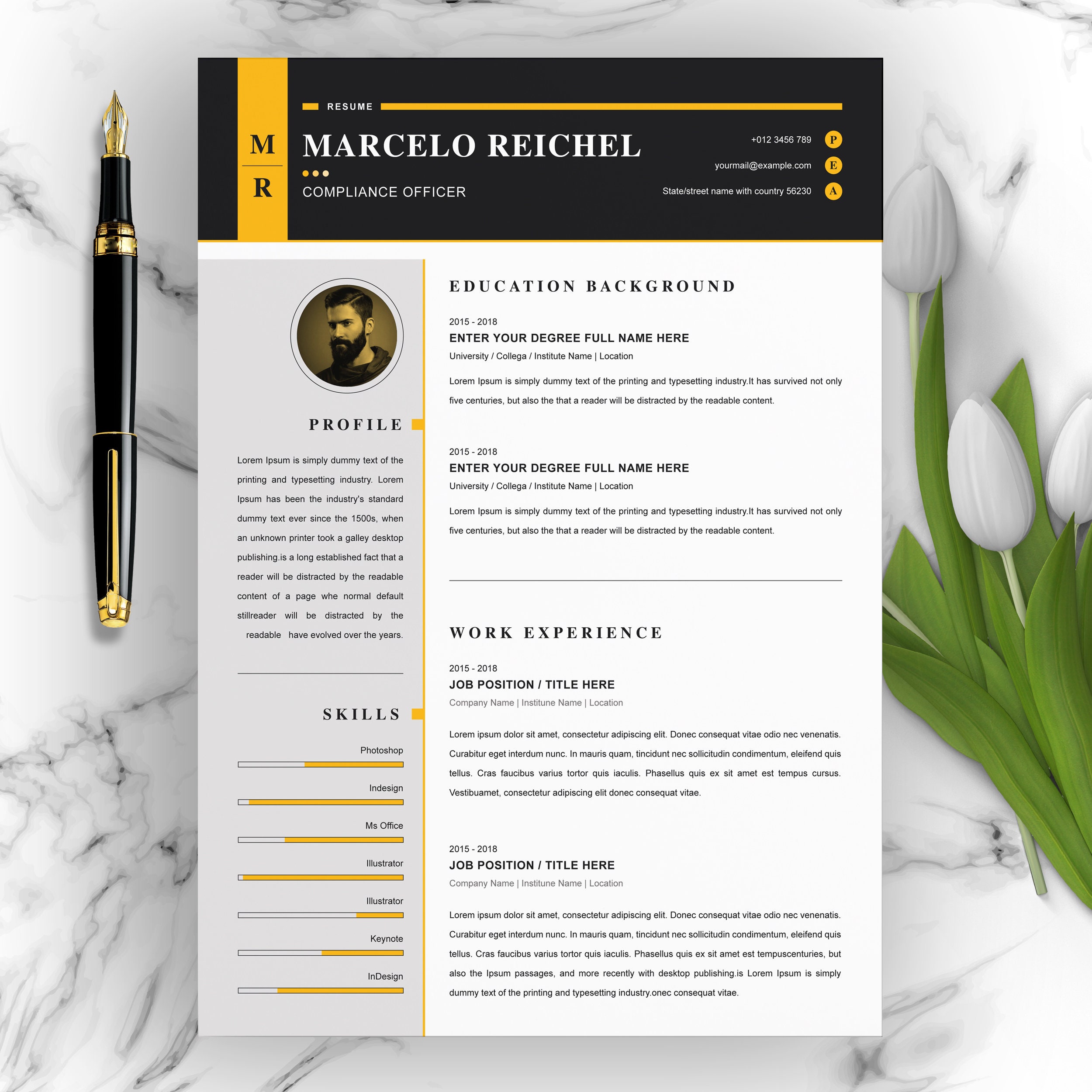 Creative Resume Template for Word & Pages 1 and 2 Page - Etsy