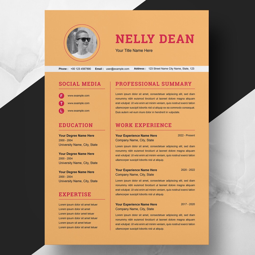 Elegant Resume CV Template, Minimalist Design, Professional Portfolio ...
