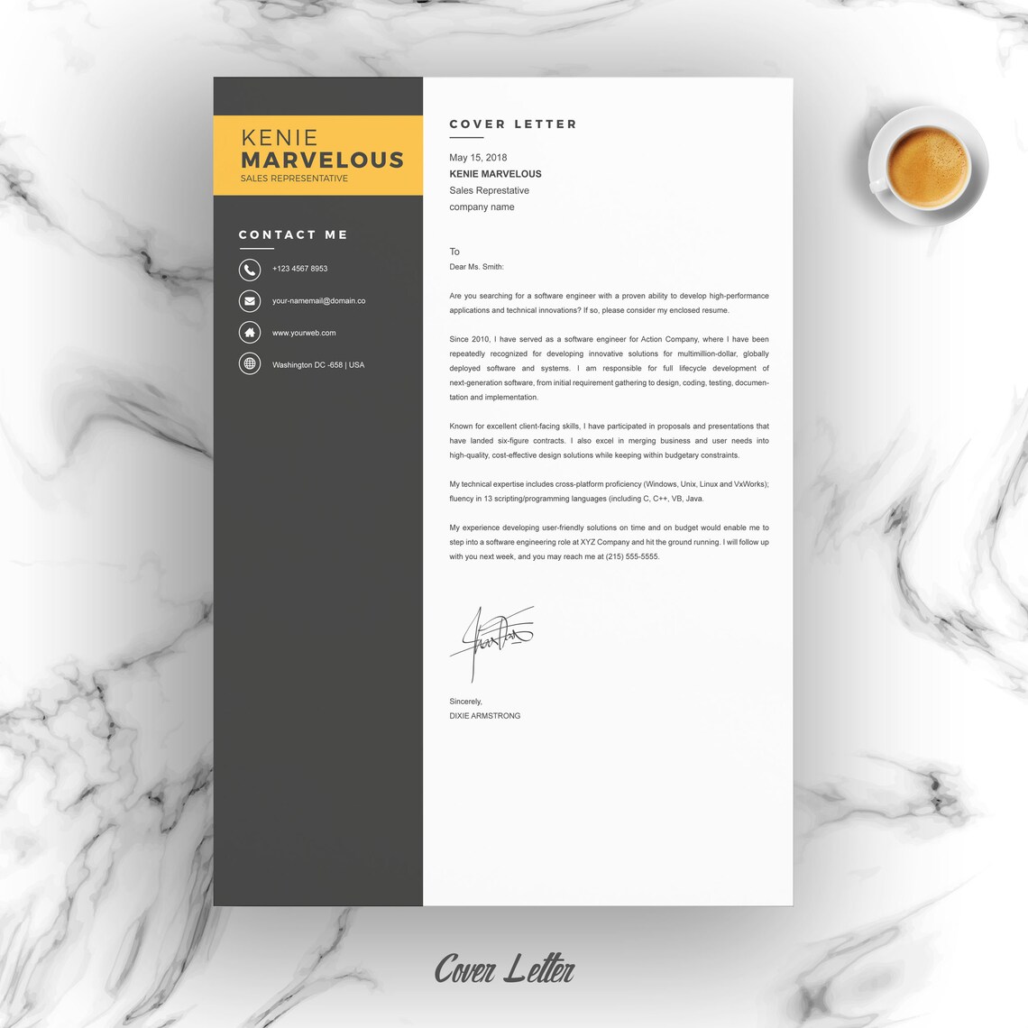 Resume Template 4 Page CV Template With Cover Letter - Etsy