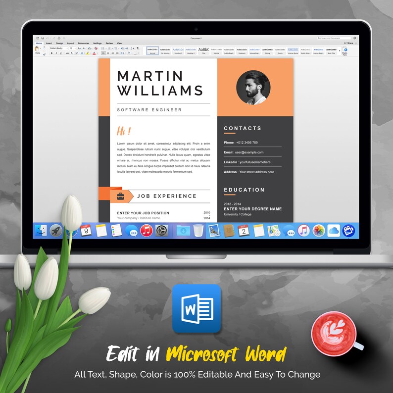 Creative Resume Modern Resume Template Cover Letter, Word, Mac,a4, CV ...