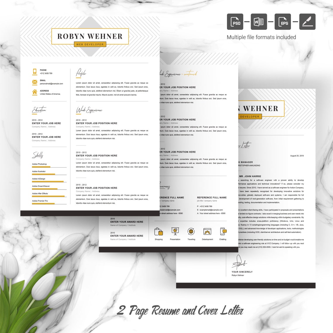 Clean and Professional Creative Resume Template 3 Page Clean Resume ...