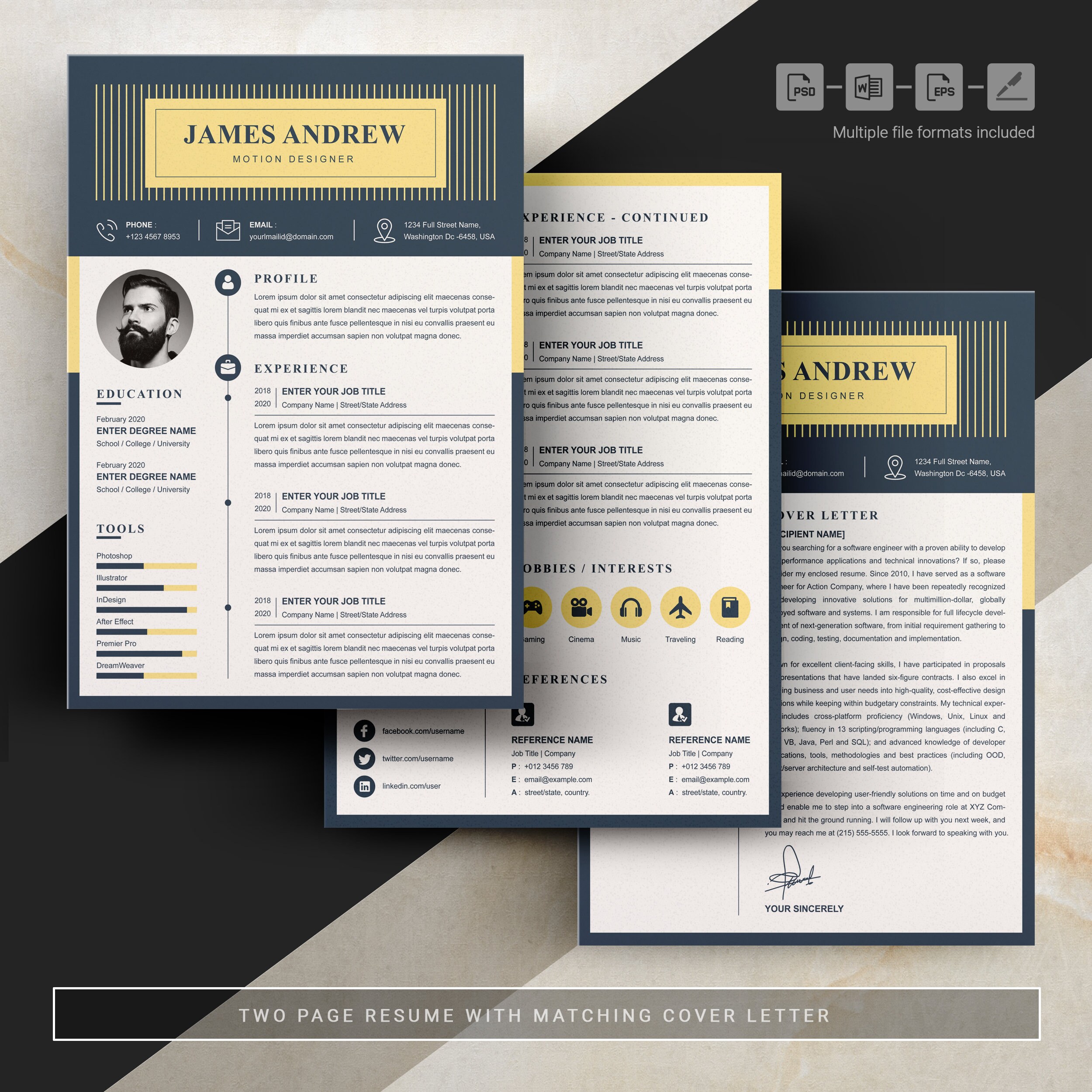 Resume Template Professional Modern Resume Template for - Etsy