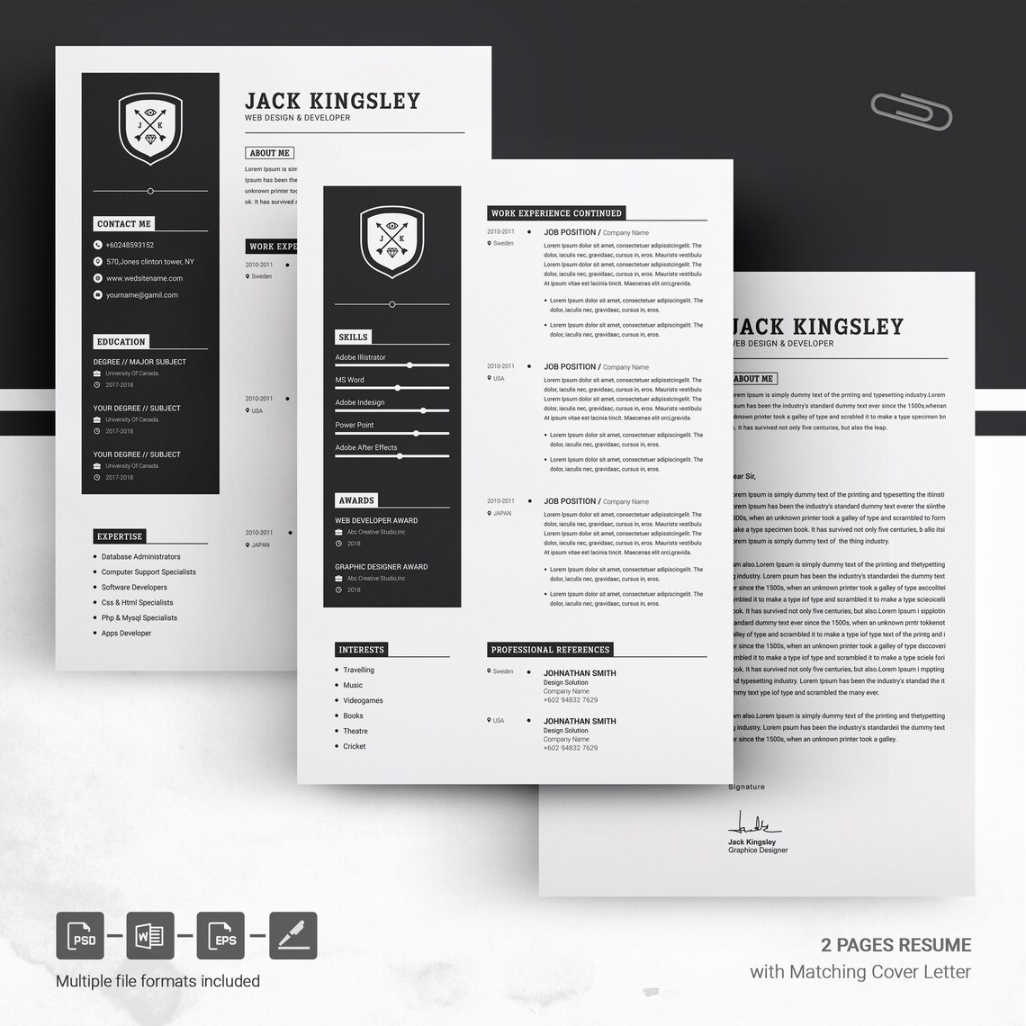 Minimalist Resume / CV Design Template MS Word Apple Pages - Etsy