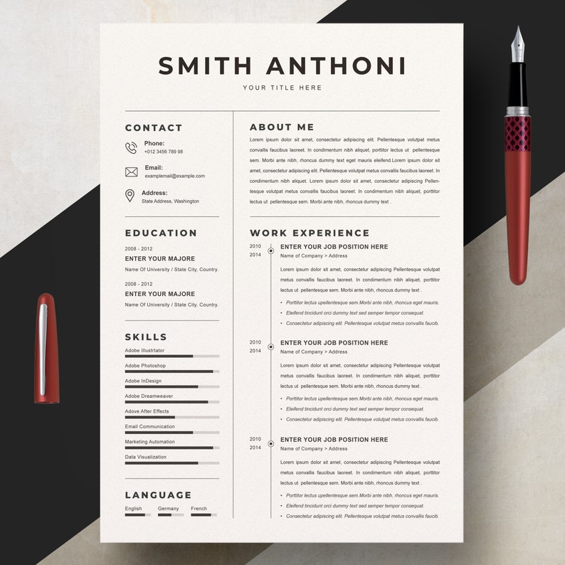 Clean Resume Template Professional Resume Template Cv - Etsy
