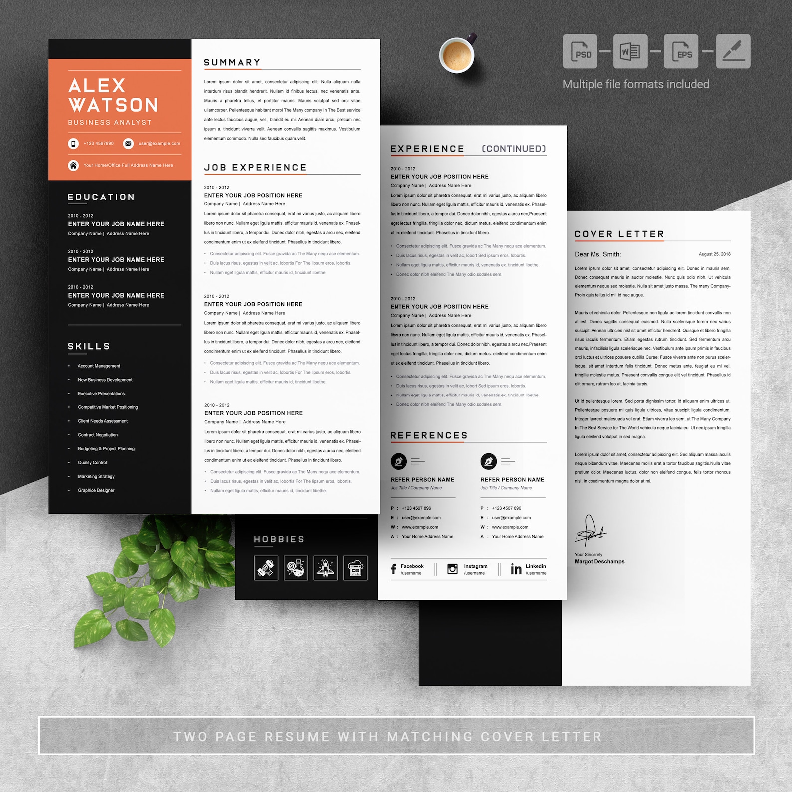 Clean and Modern Resume Template Word CV Template Cover Letter ...