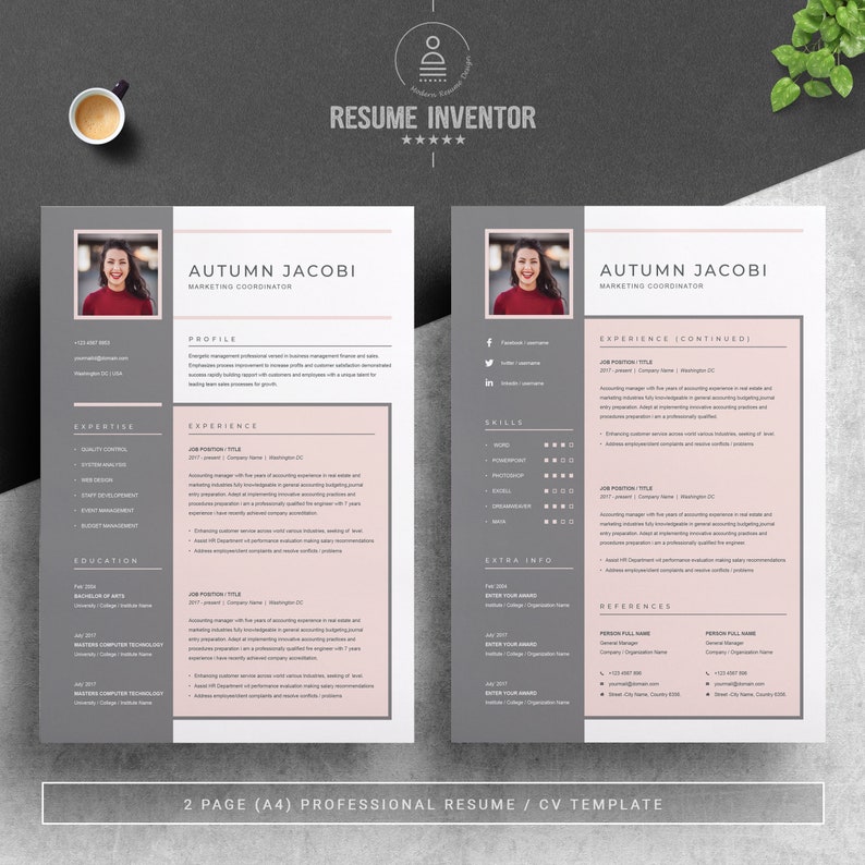 Resume Template 3 Page CV Template Cover Letter / Instant Download MS ...